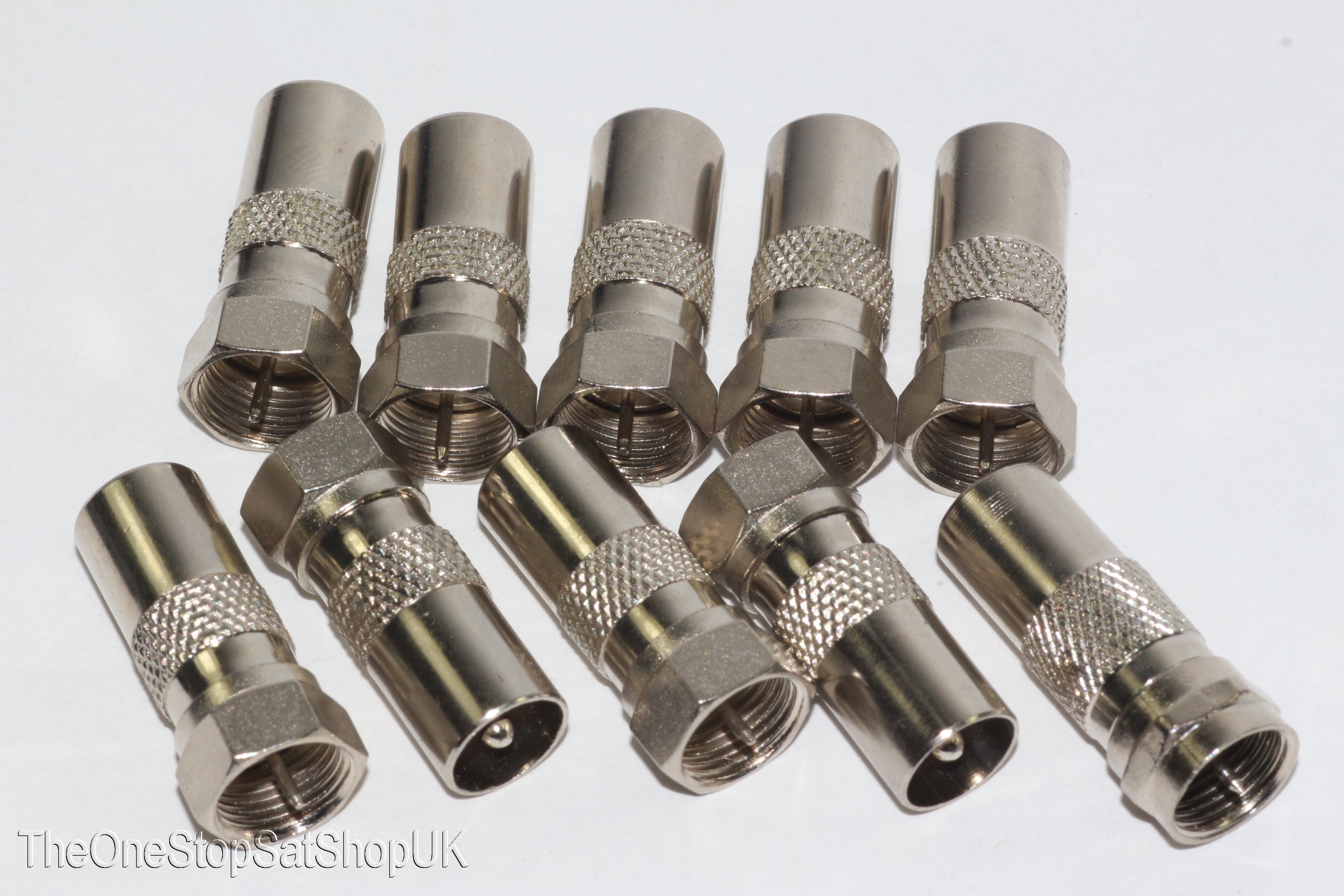 10 x Male F Plug to Coax Coaxial Male Adaptor, Eurovox, D Box ...